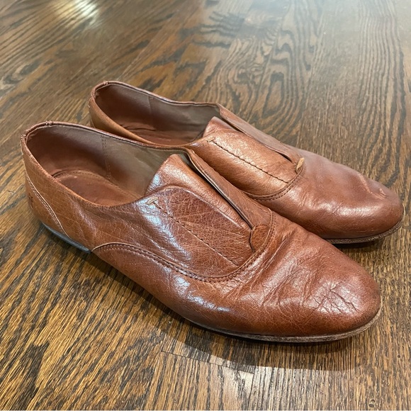 Frye | Shoes | Frye Terry Brown Leather Slip On Pointed Toe Flat ...